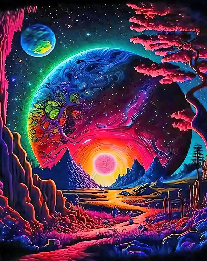 5D Diamond Painting Abstracte Maanvallei – diamond paint hobby