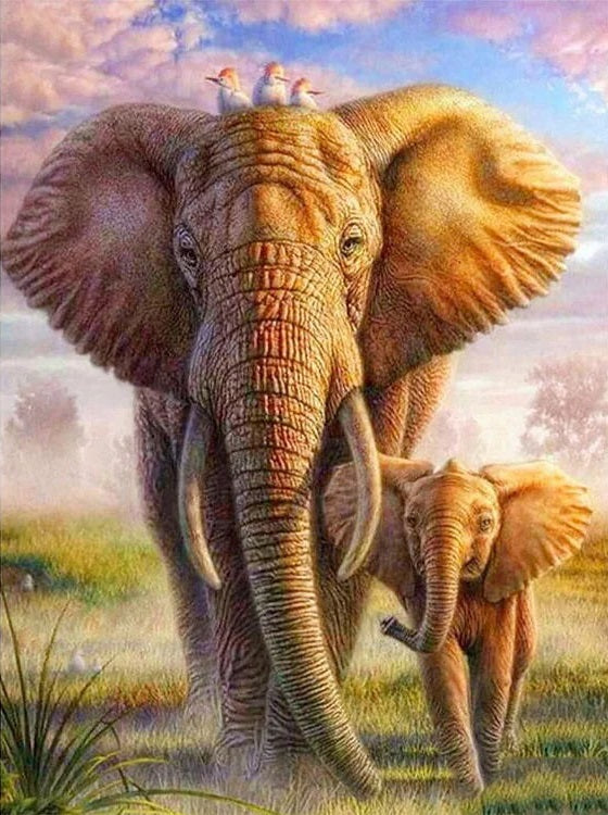 5D Diamond Painting Olifant En Baby Olifant – diamond paint hobby