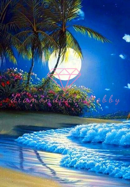 5D Diamond Painting Nacht Aan Zee – diamond paint hobby