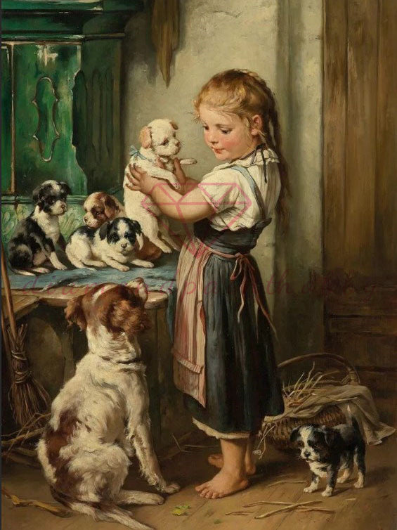 5D Diamond Painting Klein Meisje En Hond – diamond paint hobby