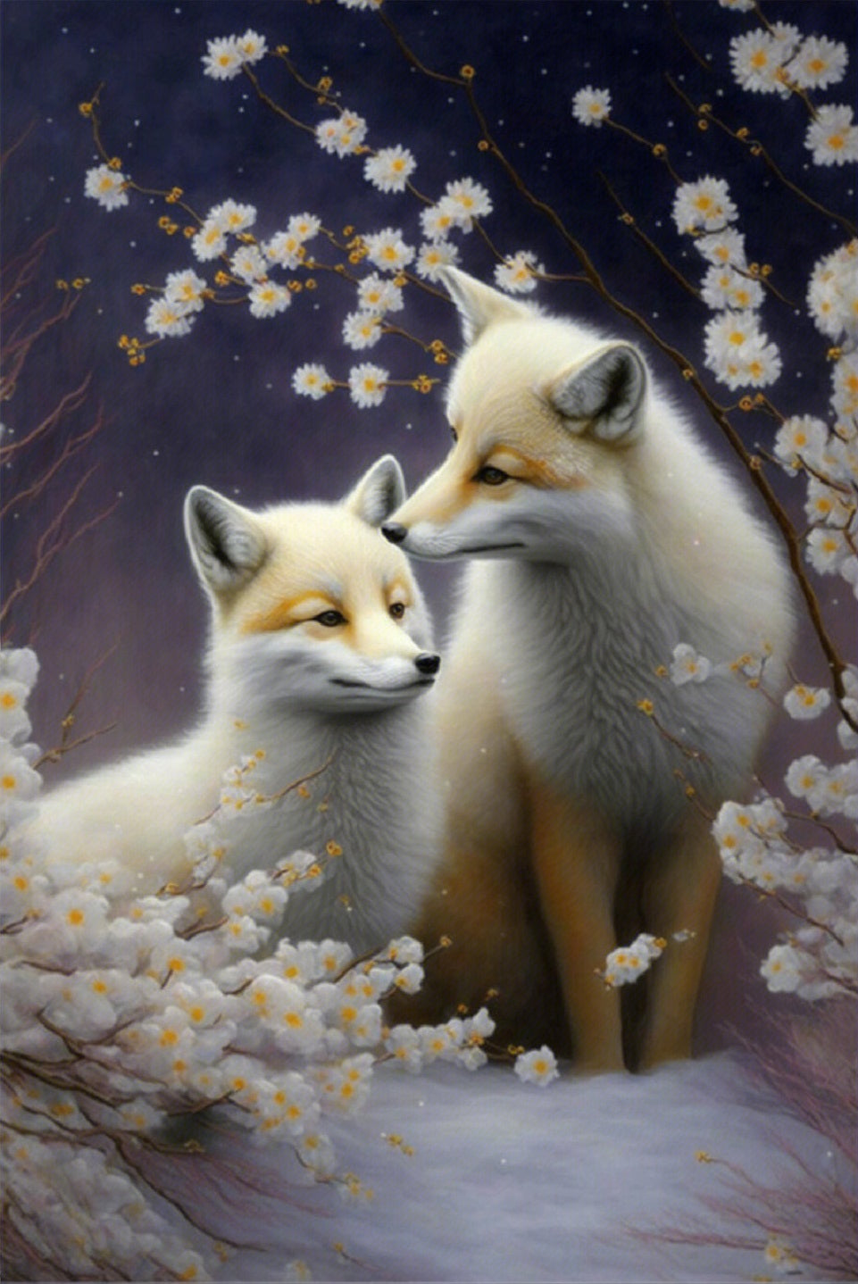 5D Diamond Painting Twee Witte Vossen – diamond paint hobby